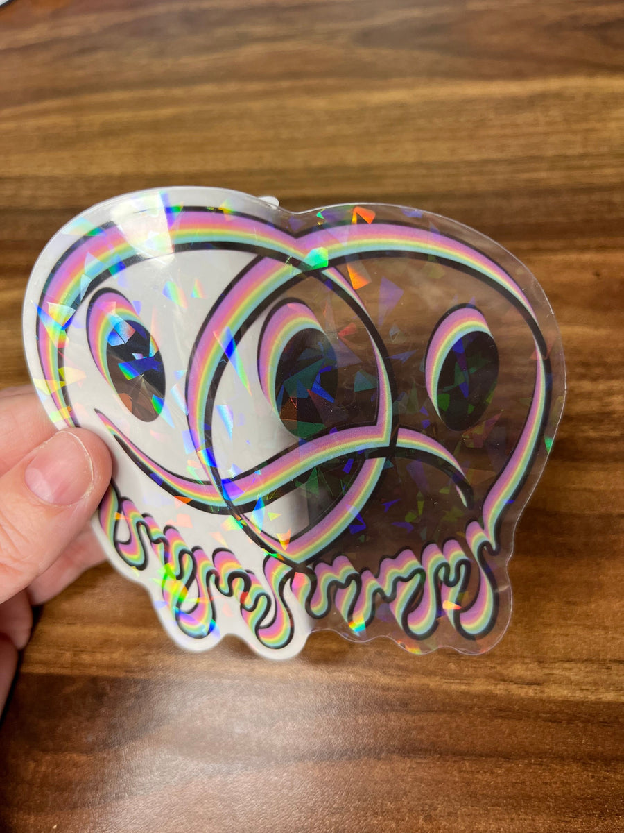 Large Clear Happy Sad Face Sticker. Melting Smiley Face Trippy sticker ...